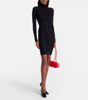 Wolford Knitted Semi-sheer Turtleneck Minidress