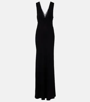 Chloé Silk Jacquard And Lace Gown - Black