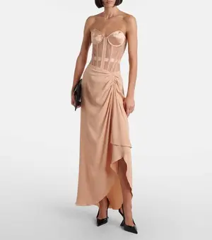 MUGLER Draped Crêpe Georgette Maxi Skirt