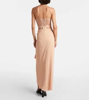 MUGLER Draped Crêpe Georgette Maxi Skirt