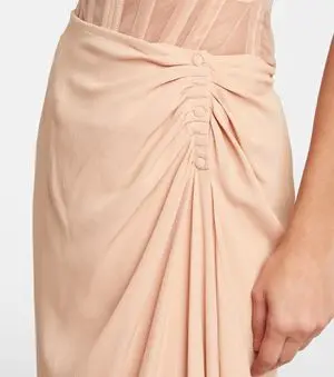 MUGLER Draped Crêpe Georgette Maxi Skirt