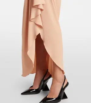 MUGLER Draped Crêpe Georgette Maxi Skirt