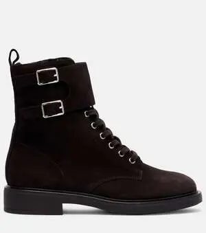 GIANVITO ROSSI Shearling-lined Suede Combat Boots