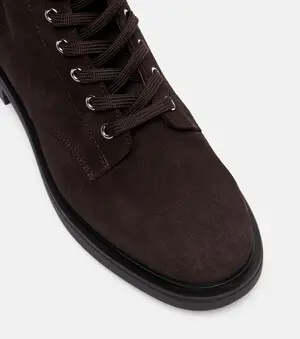 GIANVITO ROSSI Shearling-lined Suede Combat Boots - Brown