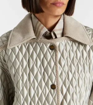 Burberry Corduroy-trimmed Quilted Jacket - Grey