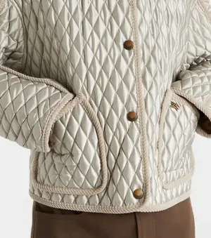 Burberry Corduroy-trimmed Quilted Jacket - Grey
