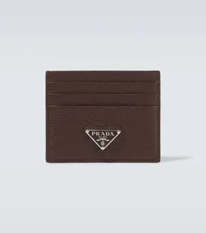 Prada Logo Leather Card Holder - Brown