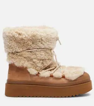 Tory Burch Mellow Shearling And Suede Boots