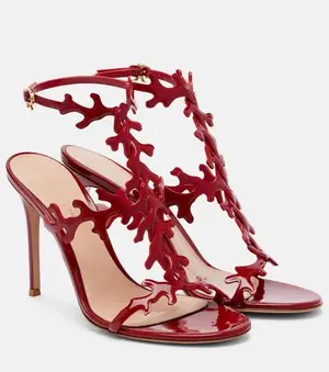 GIANVITO ROSSI Patent Leather Coral Sandals