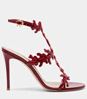 GIANVITO ROSSI Patent Leather Coral Sandals