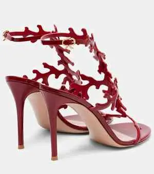 GIANVITO ROSSI Patent Leather Coral Sandals