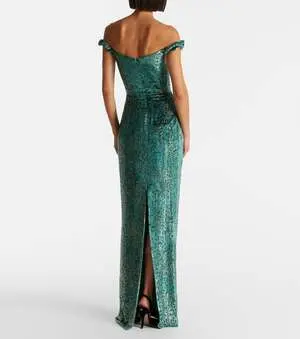 MARKARIAN Yolanda Off-shoulder Brocade Gown