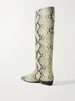 Staud Wally Snake-effect Leather Knee Boots - Animal Print