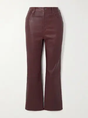 FRAME The Reboot Cropped Leather Flare Pants