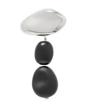 Agmes Tess Sterling Onyx Brooch - Silver