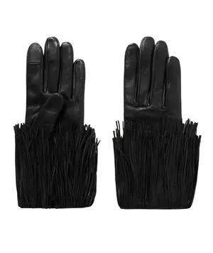 AGNELLE Lena Leather Gloves - Black