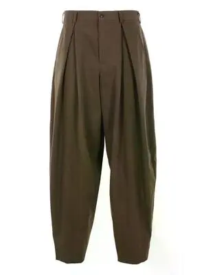 Comme Des Garçons Pleated Herringbone Trousers - Brown