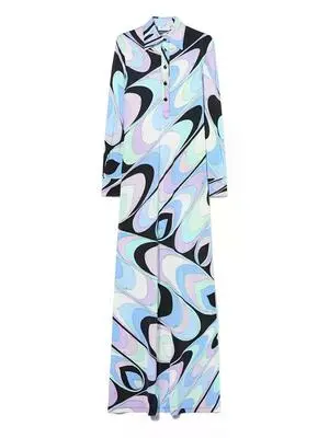 Emilio Pucci Onde-print Shirt Dress - Blue