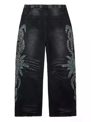VALE FOREVER Rhinestone-embellished Straight Leg Jeans