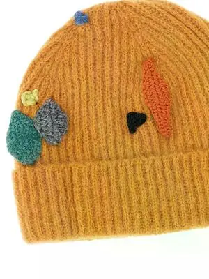 EXQUISITE J Embroidered Ribbed Beanie