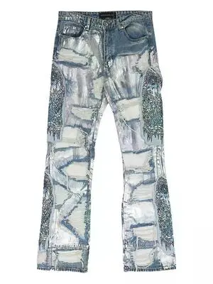WHO DECIDES WAR BY EV BRAVADO Patchwork Distressed Jeans