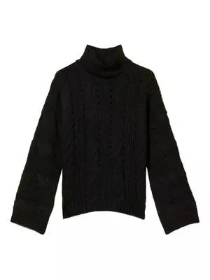 TWINSET Cable Knit High Neck Sweater