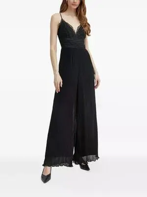Guess Lace-detail Pleated Jumpsuit - Black