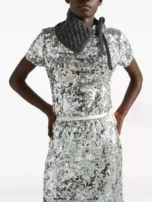 Prada Sequin-embellished Wrap Midi Skirt - Silver