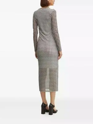 Hugo Houndstooth Cutout Midi Dress