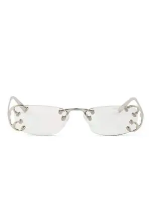 Prada Rimless Rectangle Sunglasses - Grey