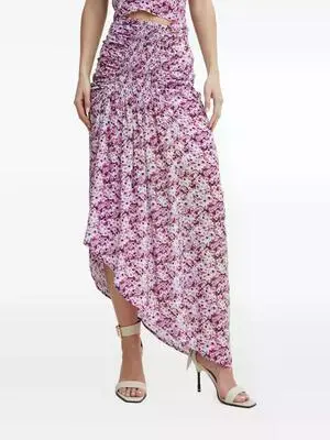 IRO PARIS Noseti Shirred Floral Asymmetric Skirt