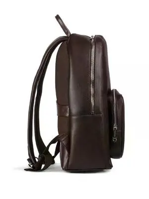 DOUCAL'S Leather Zipped Backpack - Brown