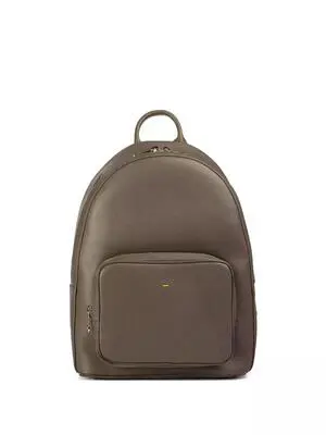 DOUCAL'S Leather Zipped Backpack - Brown