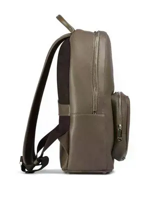 DOUCAL'S Leather Zipped Backpack - Brown