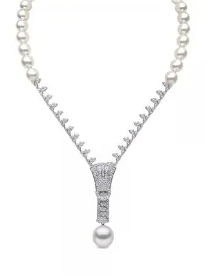 Yoko London Akoya Pearl And Diamond Necklace - Silver
