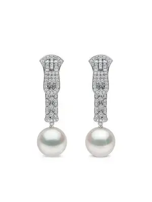 Yoko London 18k White Gold Pearl And Diamond Earrings - Silver
