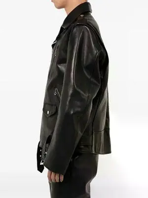 Mihara Yasuhiro Zip-up Belted Leather Jacket