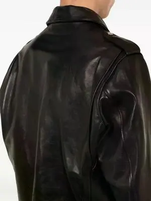 Mihara Yasuhiro Zip-up Belted Leather Jacket