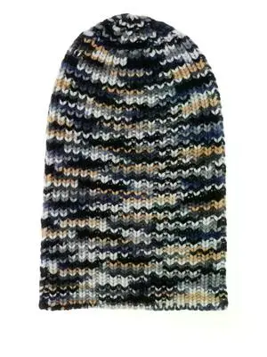 HURRAY Striped Cashmere Beanie - Black