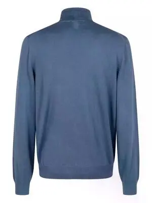 Canali Roll-neck Knitted Sweater - Blue