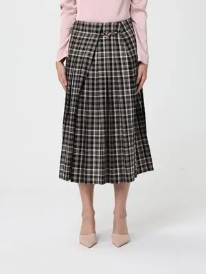 HANITA Plaid Pleated Midi Skirt - Dark