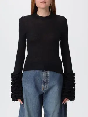 Alaïa Long Sleeve Ruffle Cuff Sweater