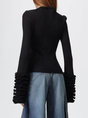 Alaïa Long Sleeve Ruffle Cuff Sweater