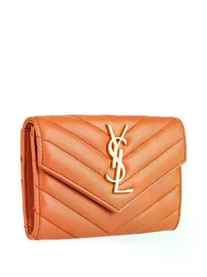 Saint Laurent Chevron Logo Wallet - Orange