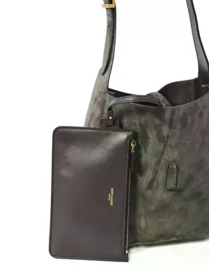 Saint Laurent Le 5 À 7 Small Suede Bag - Grey