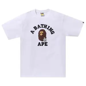 A BATHING APE Go Ape Pointer College Tee - White