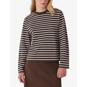 Whistles Striped Cotton Jersey Top