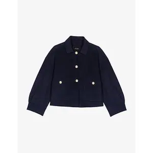 Maje Cropped Button-down Wool-blend Jacket