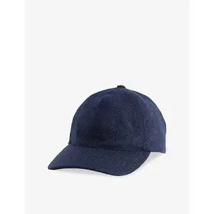 Corneliani Logo-Embellished Wool And Cashmere Cap Navy Blue