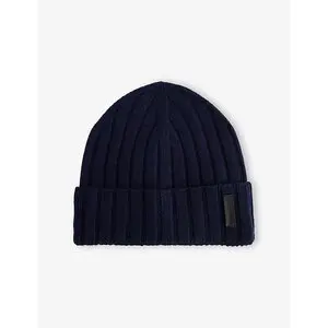 Emporio Armani Ribbed Wool And Cashmere Beanie Hat - Dark Navy